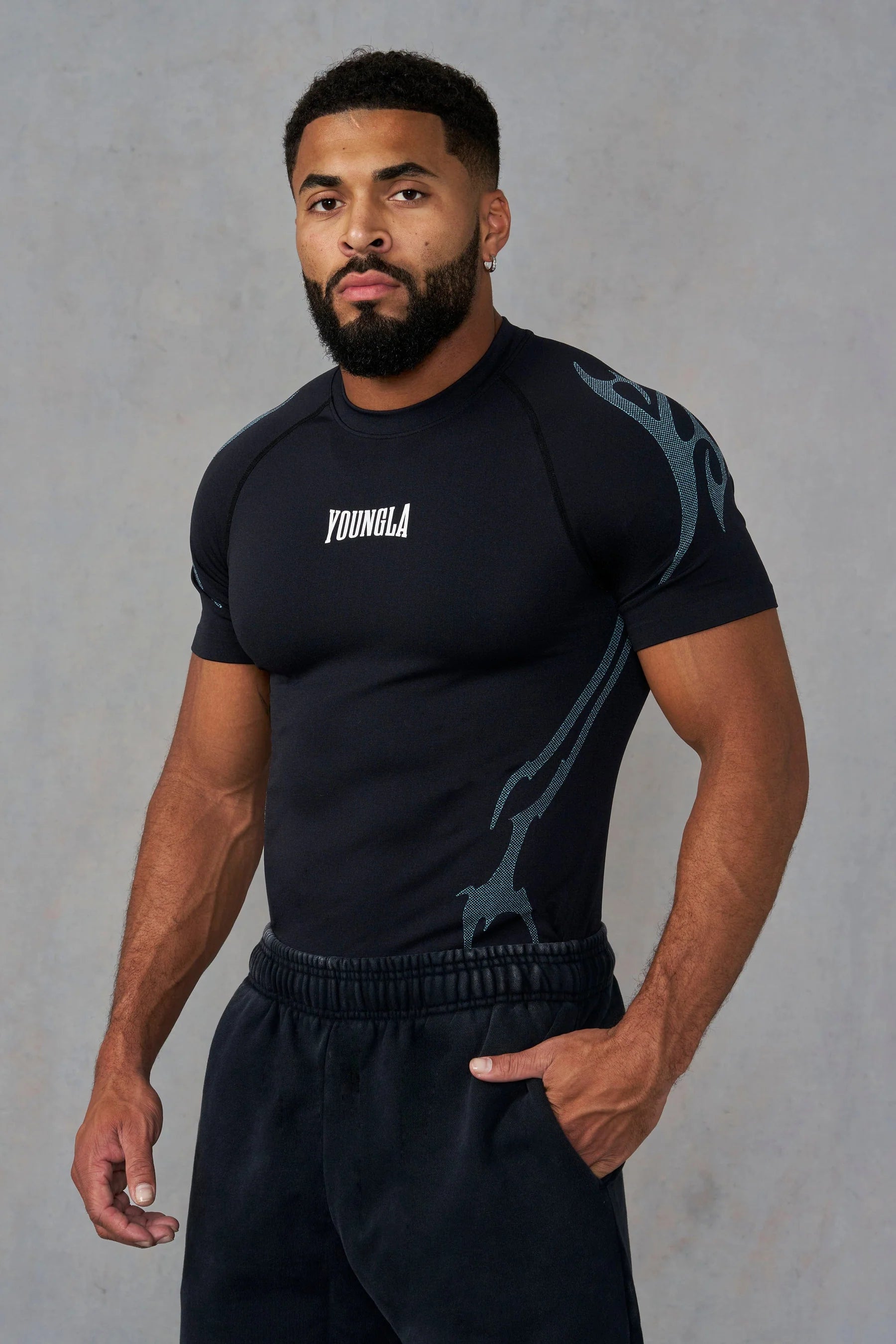 4067 - Gothic Compression Tees BLACK/BLUE – El Baúl Del Shark